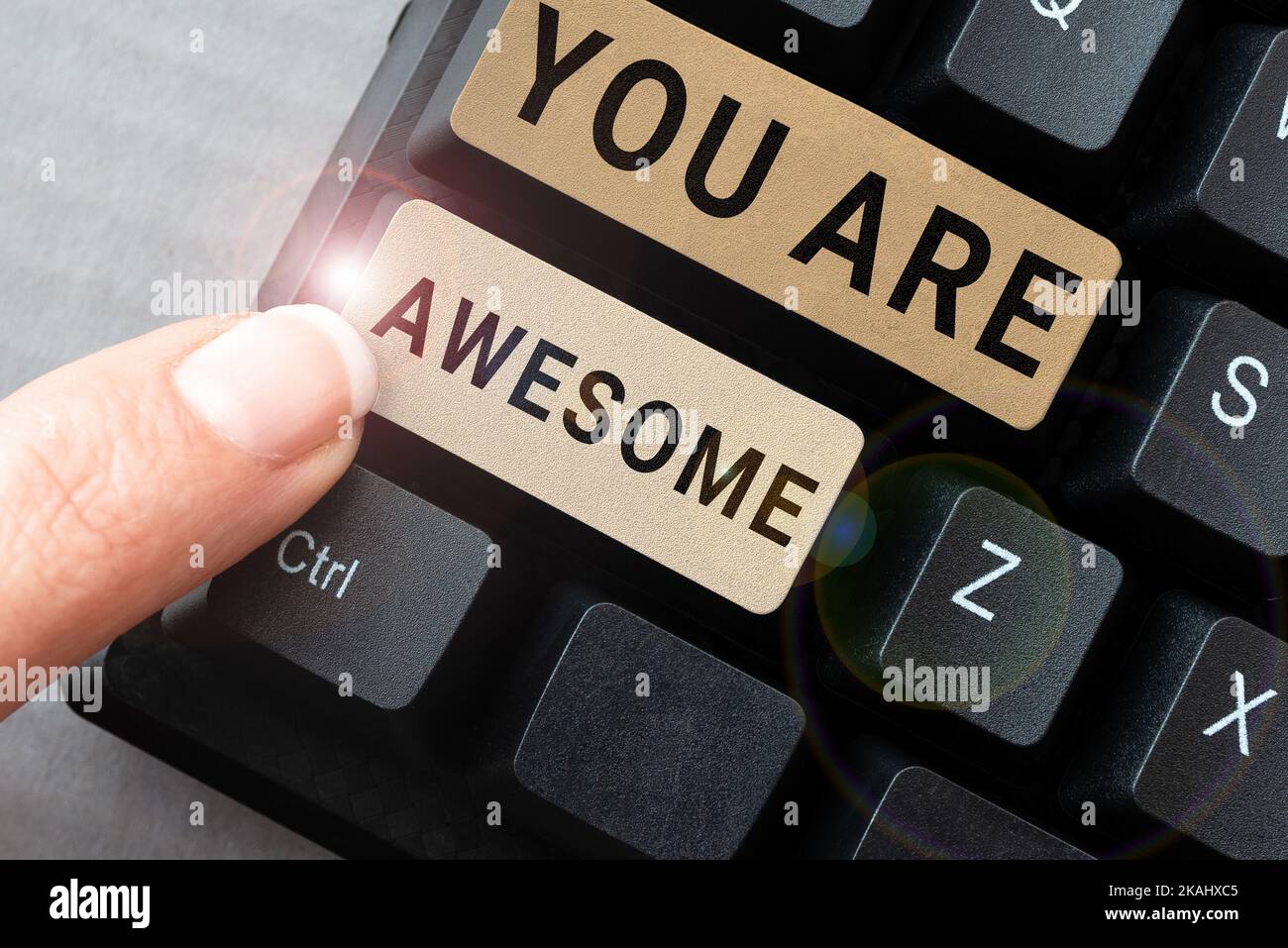 Hand writing sign You Are Awesome. Business approach Motivation ...