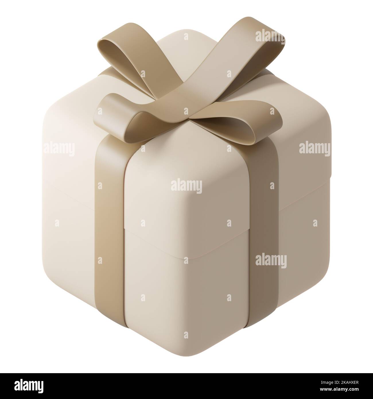 Light brown gift box on white isolated background, 3d illustration ...