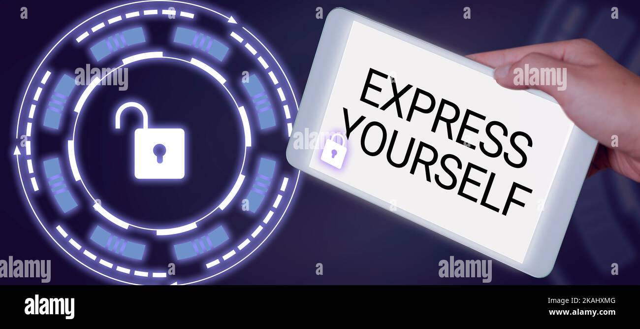 Hand Writing Sign Express Yourself Business Overview Ability Of A Computer To Scan And