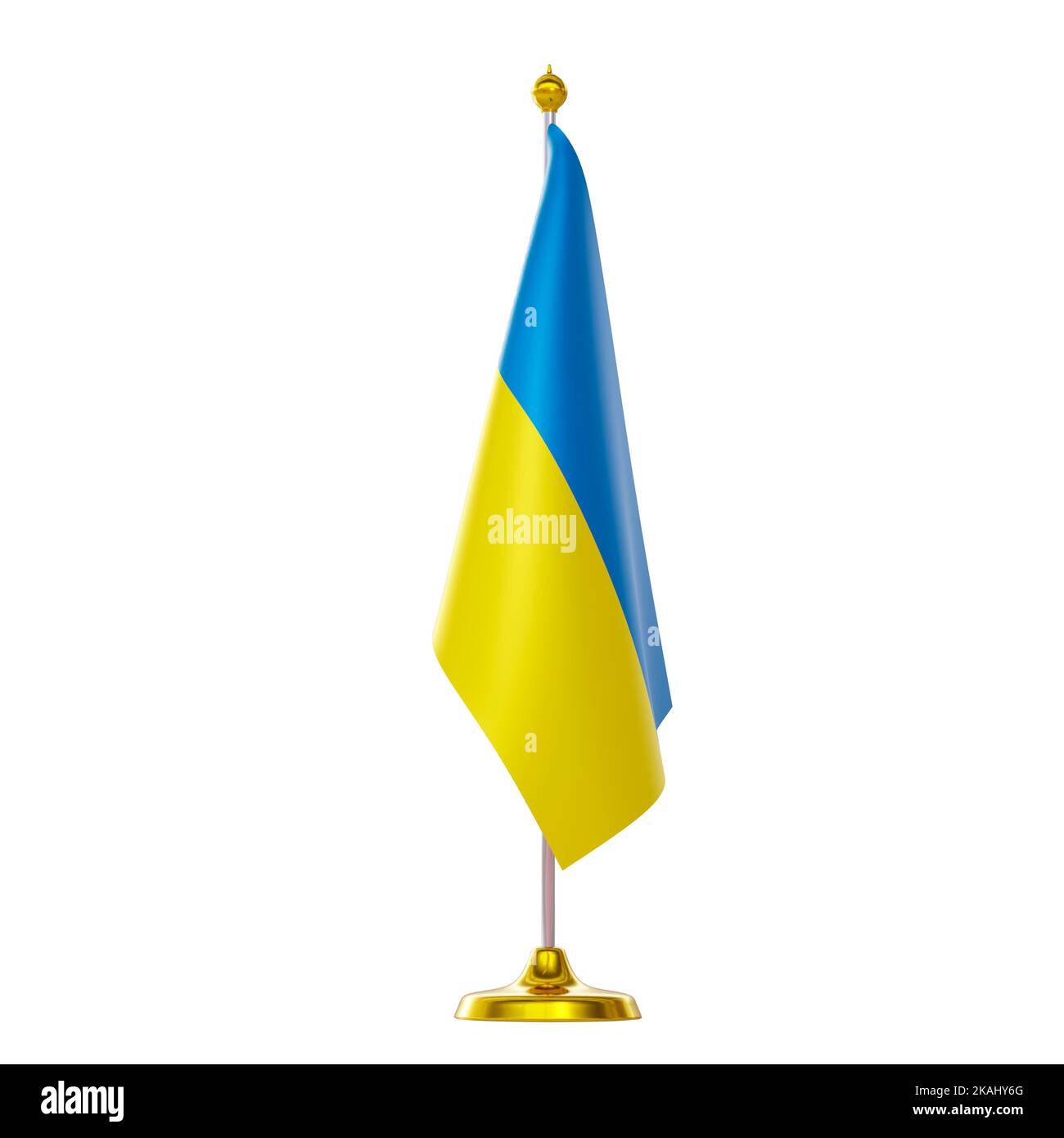 3d render of ukraine flag on pole for countries summit and political ...