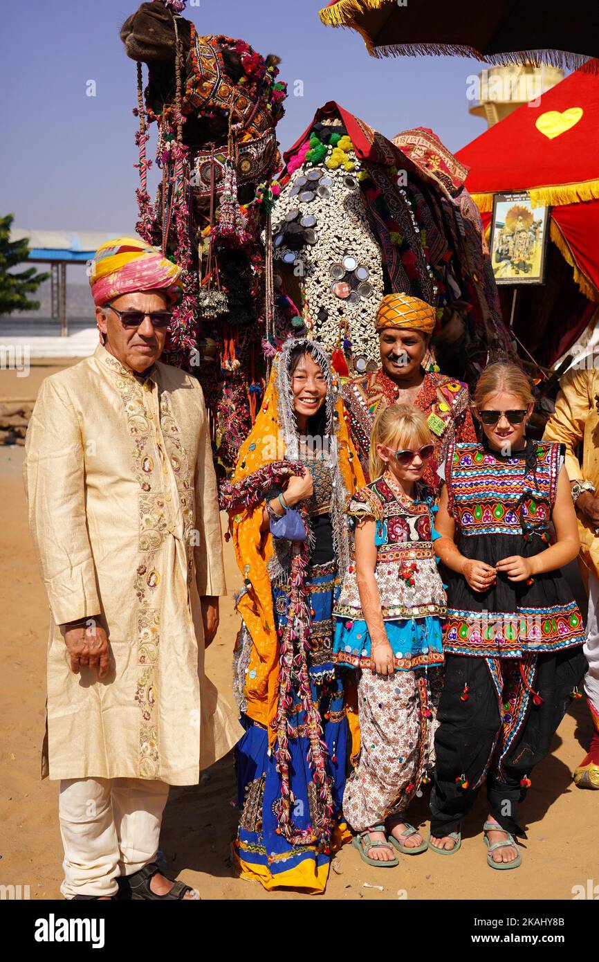 Famous camel decorator Ashok Tak entertains foreign tourists with his ...