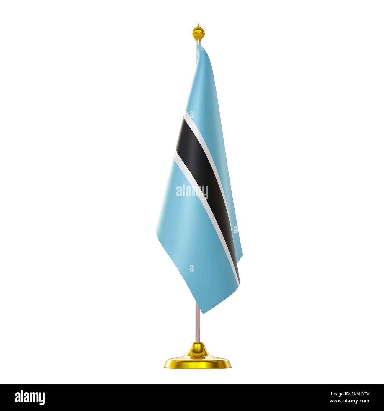 3d render of flag on pole for Botswana countries summit and political ...