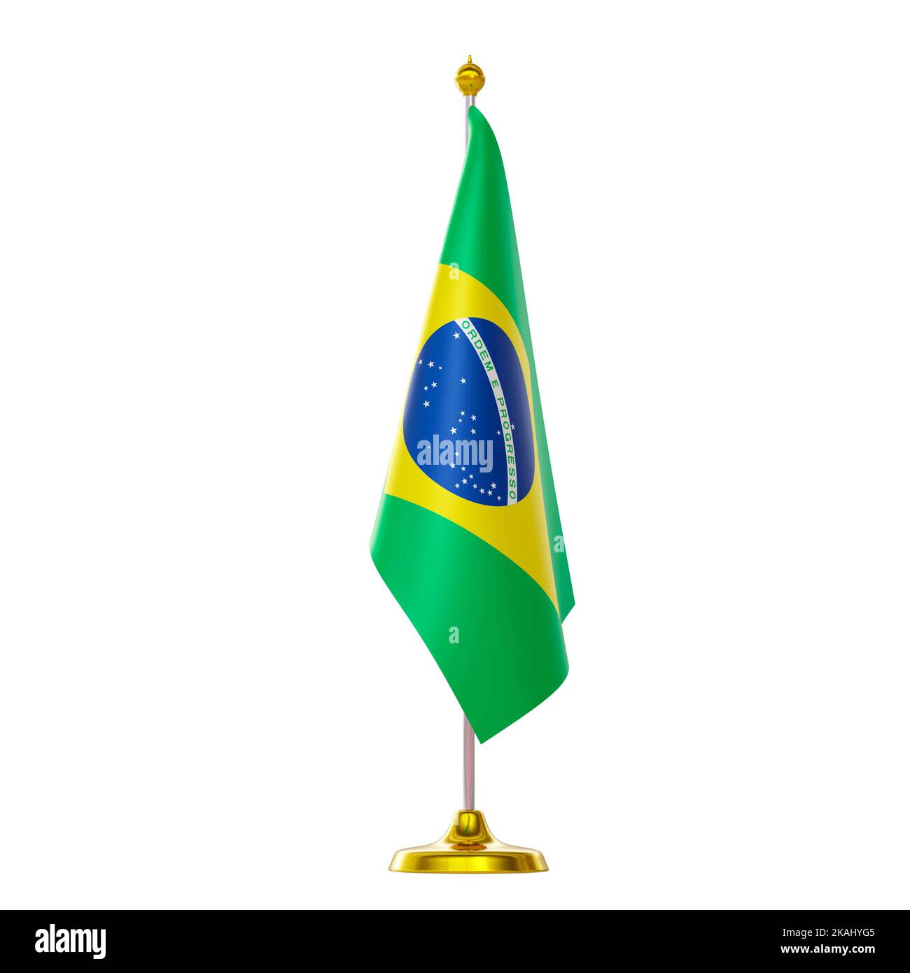 3d render of flag on pole for Brazil countries summit and political ...