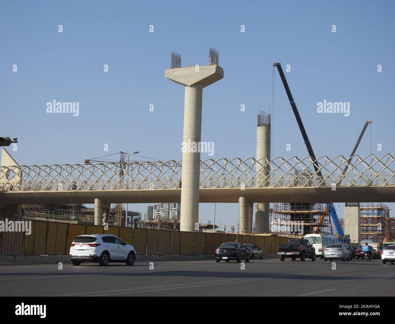 Giza, Egypt, July 25 2022: Giza Egyptian overhead transportation system ...