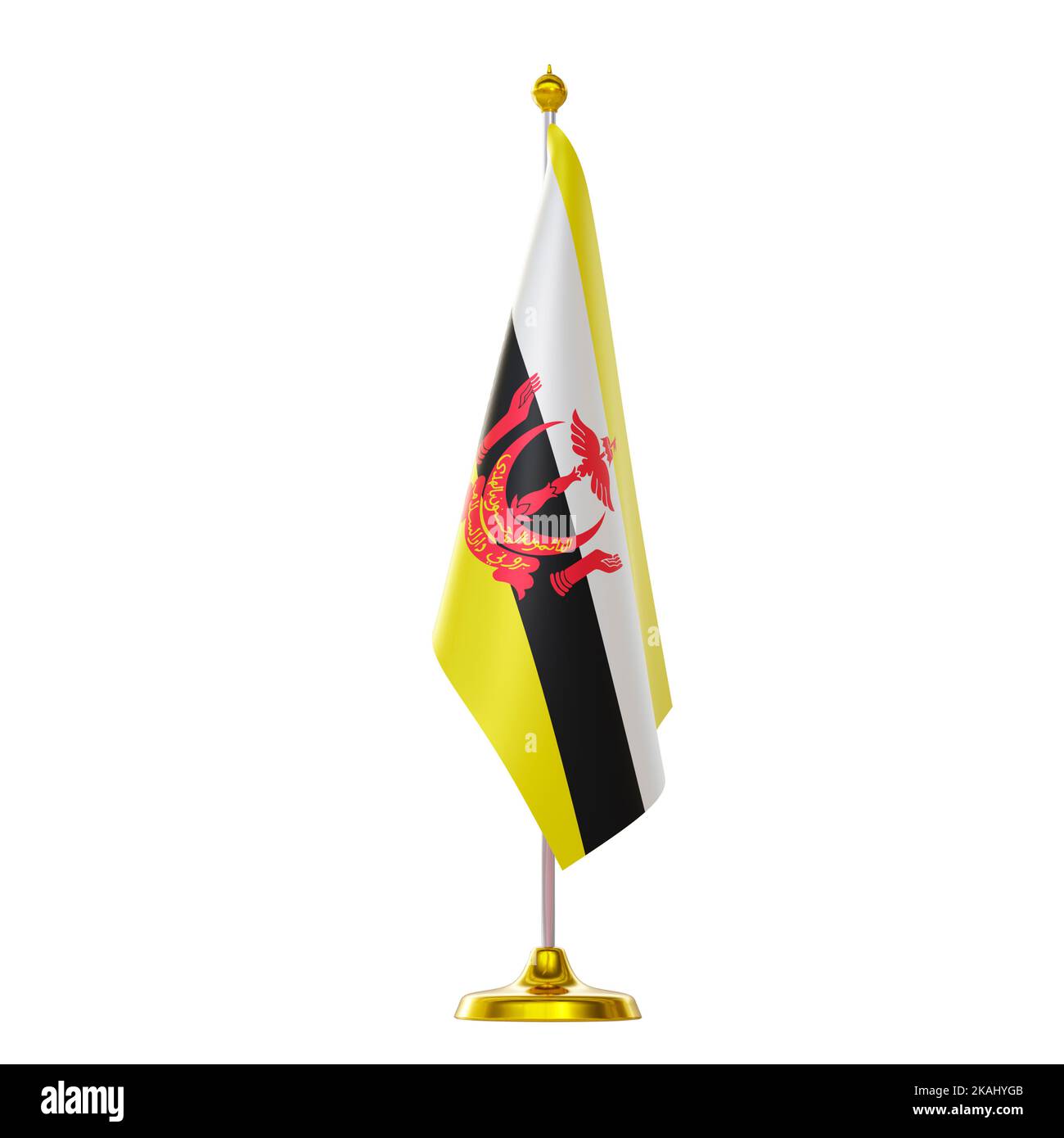 Brunei flag on flag pole hi-res stock photography and images - Alamy