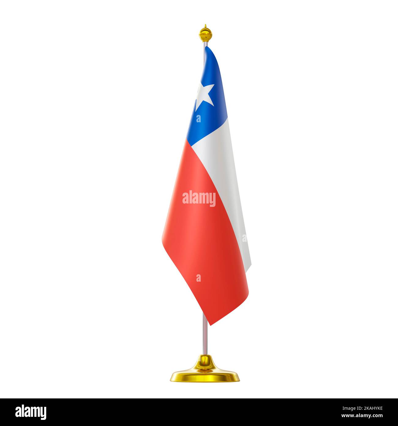 3d render of flag on pole for Chile countries summit and political ...