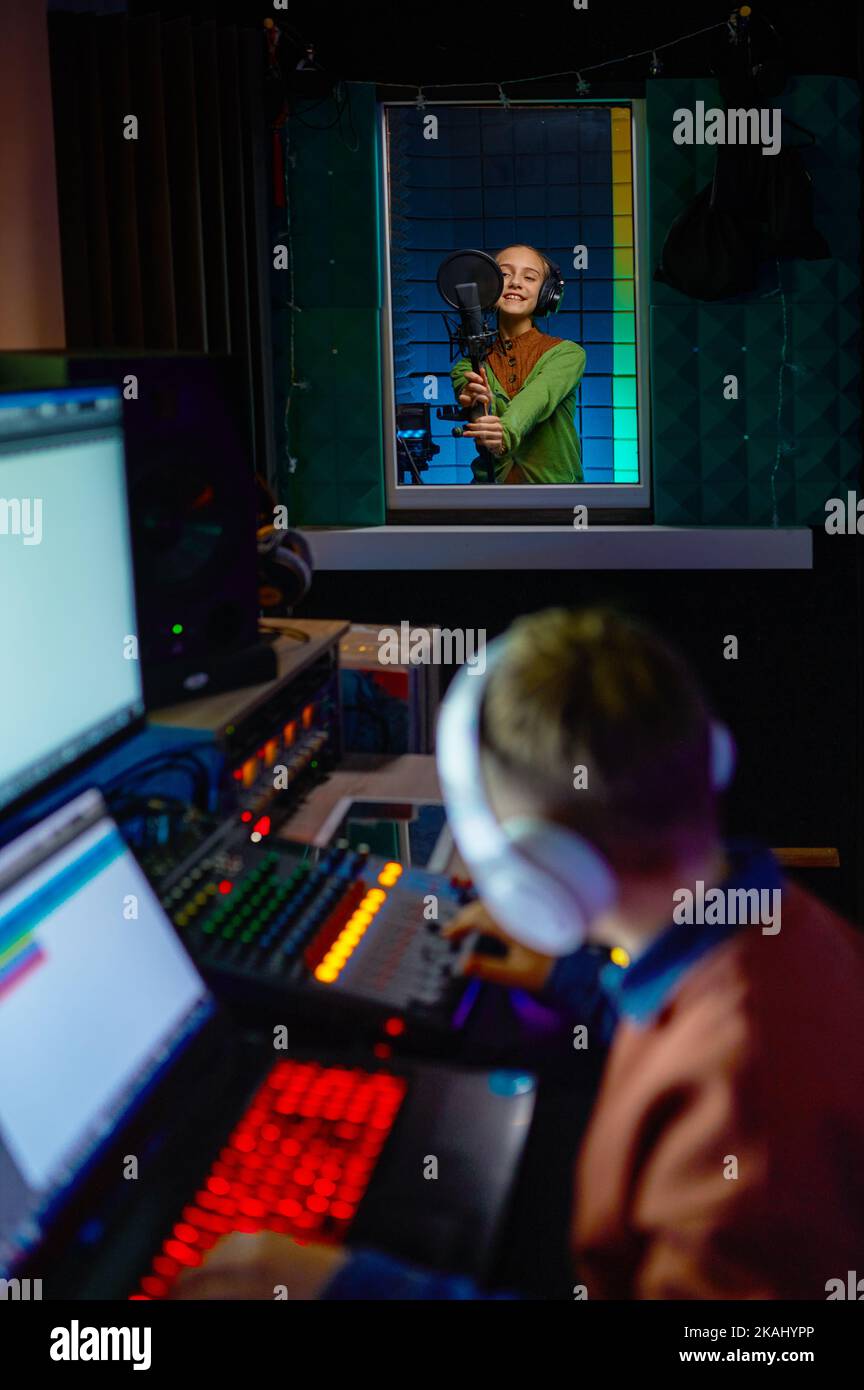 Sound studio young preteen portrait Stock Photo - Alamy
