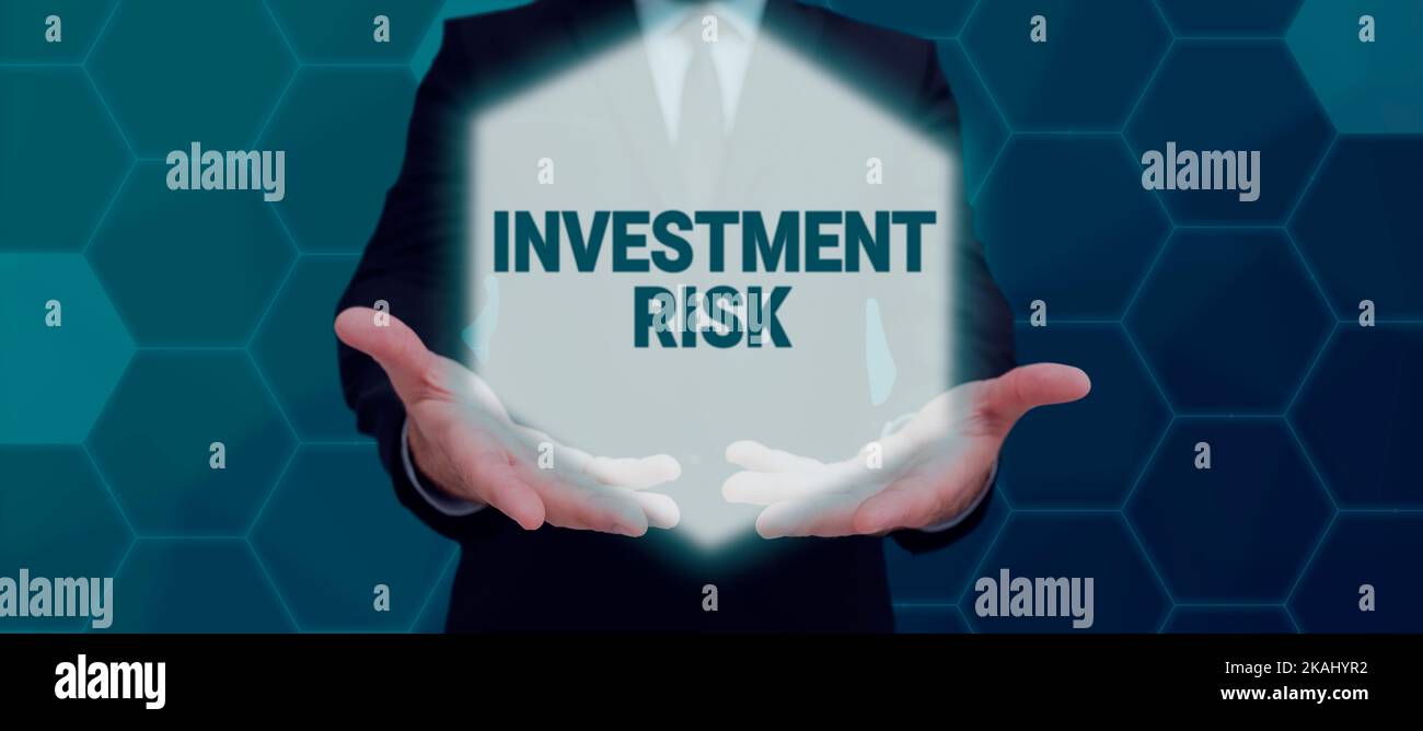 Sign displaying Investment Risk. Word Written on the probability of ...