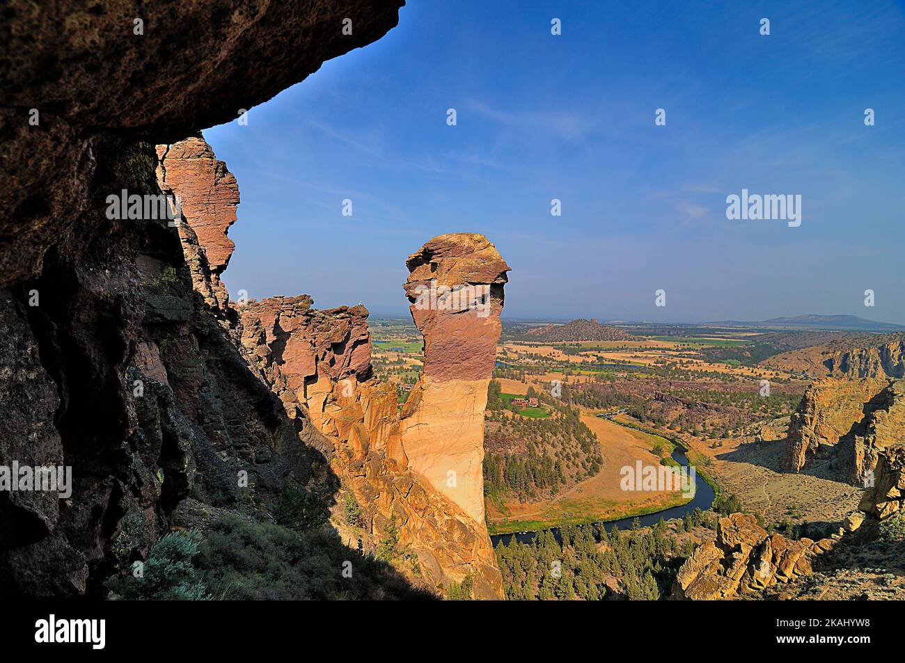 An aerial view of the Monkey Face, Smith Rock State Park, Redmond ...