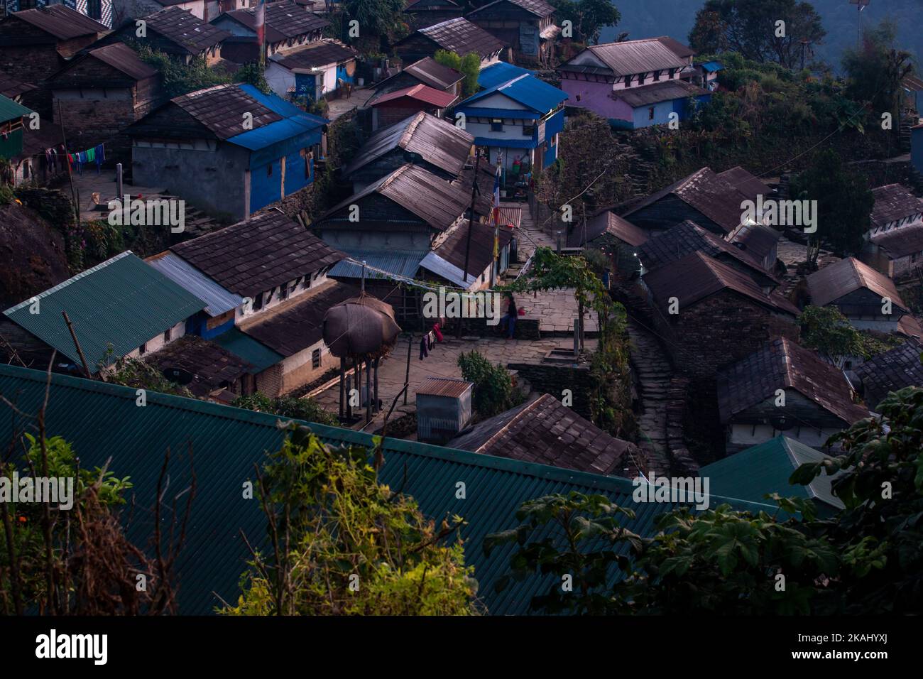 Beautiful Ghale Gau and Bhujung village of Nepal Stock Photo - Alamy