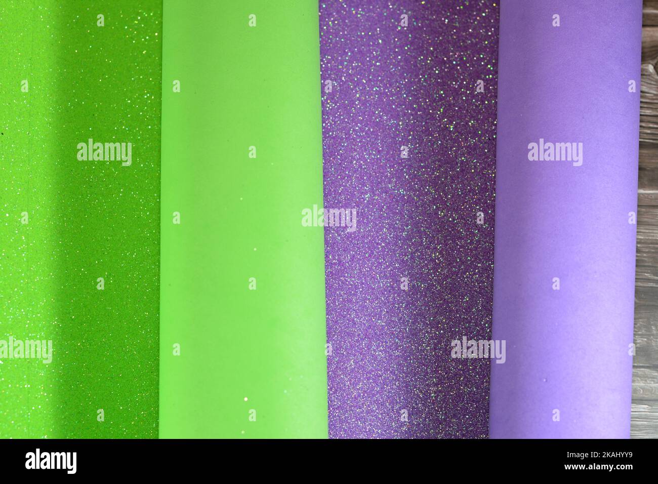 Rolls of glittered colorful Eva foam sheets, colored cardboard, rubber ...