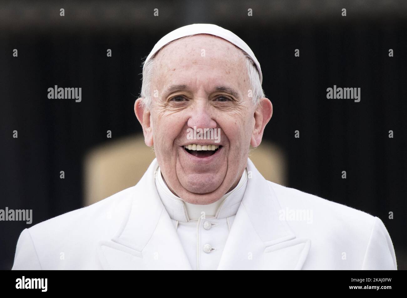 Pope Francis smile at the end of special audience in St. Peter square ...