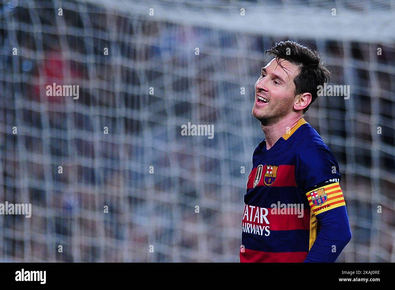 The F.C. Barcelona player, Lionel Messi, after scoring his last goal ...