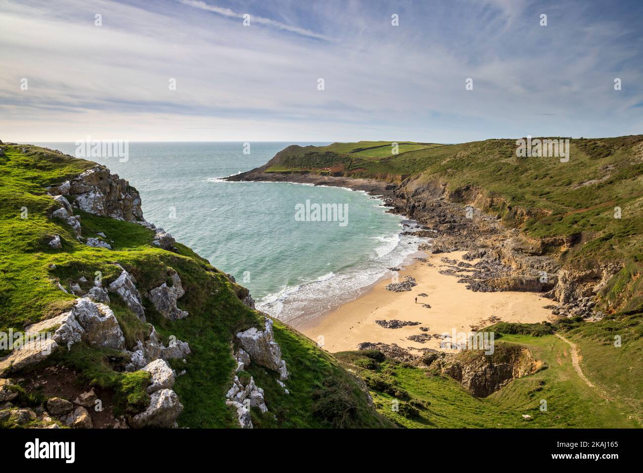 Fall Bay from the Wales Coast Path, Gower Peninsula, Wales Stock Photo ...