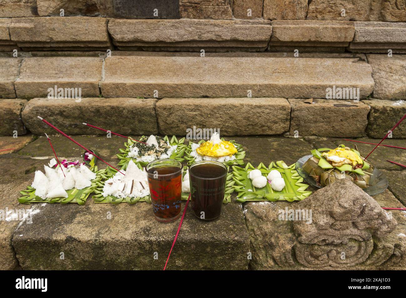 Some offerings placed on the temple by the worshipers of Javanese ...