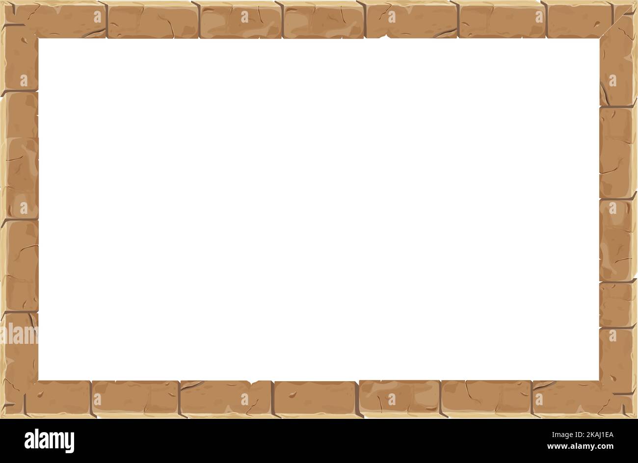Stone brick frame border ancient medieval in cartoon style, isolated on ...