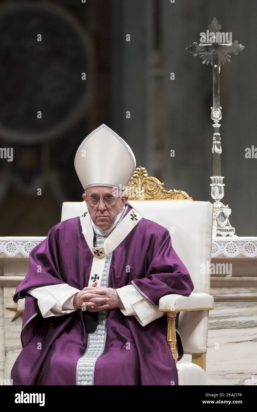 Pope Francis leads the Ash Wednesday mass, in St. Peter's Basilica at ...