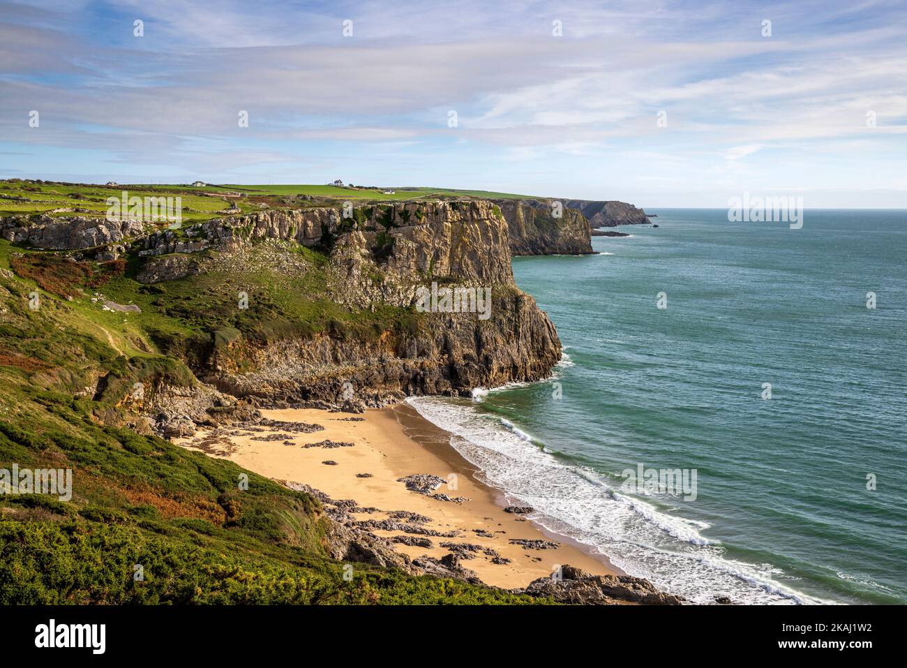 Fall Bay from the Wales Coast Path, Gower Peninsula, Wales Stock Photo ...