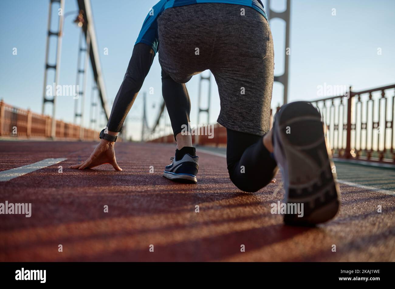 Athlete runner feet running on treadmill closeup on shoe Stock Photo ...
