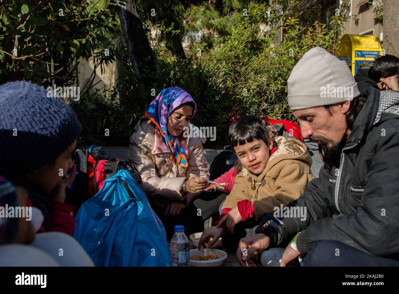 Afghan refugees stuck in victoria square in Athens. Greece, Athens 22 ...
