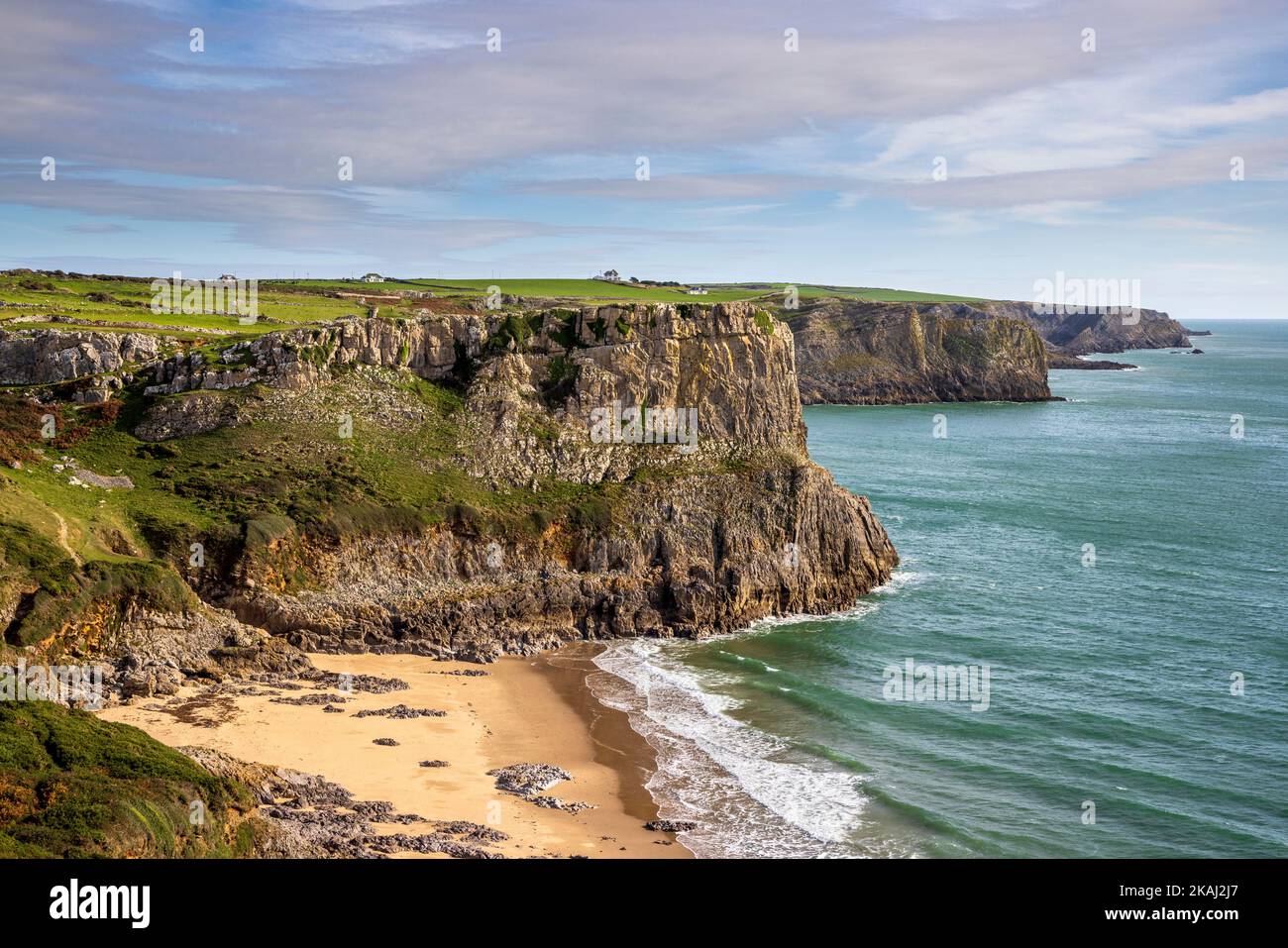 Fall Bay from the Wales Coast Path, Gower Peninsula, Wales Stock Photo ...