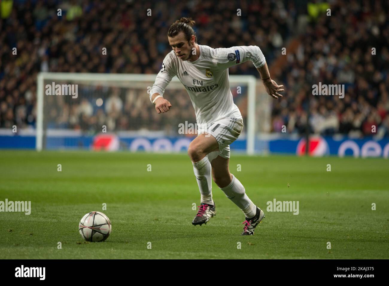 Real Madrid's Welsh Bale (L) in action during the Champions league ...