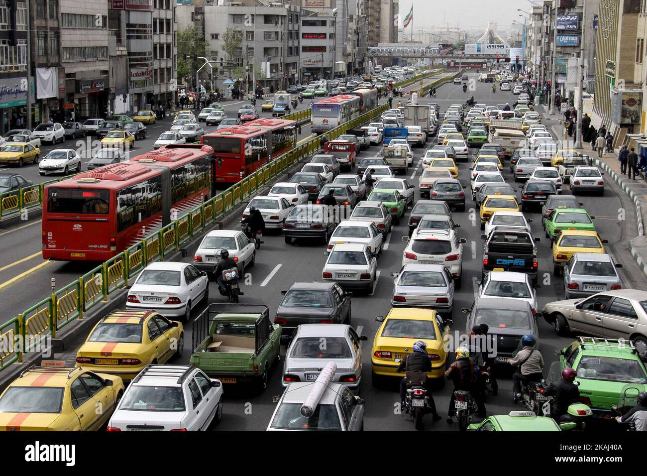 Heavy traffic jams in Tehran (capital of Iran) before Nowruz (Iranian ...