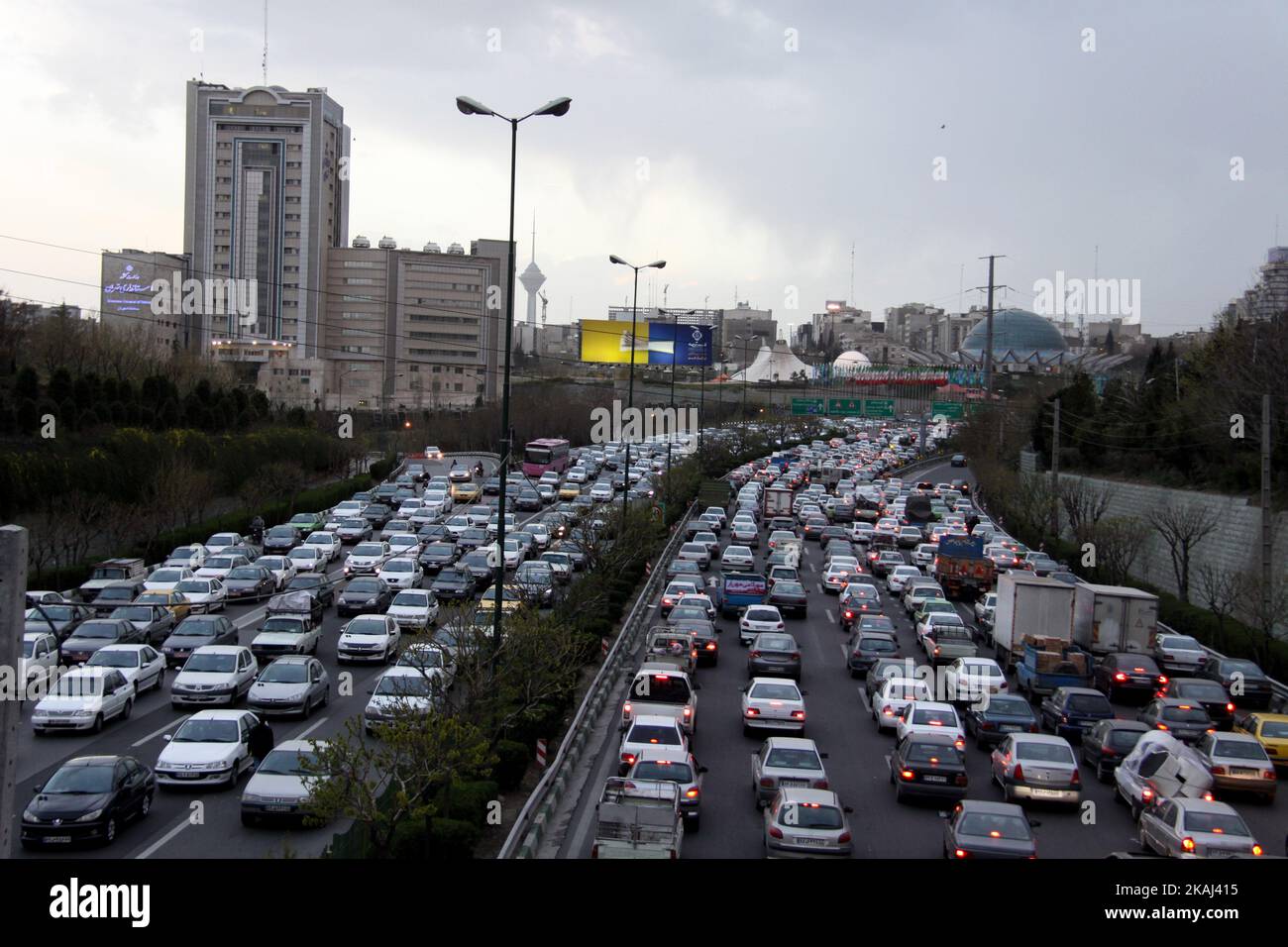 Heavy traffic jams in Tehran (capital of Iran) before Nowruz (Iranian ...
