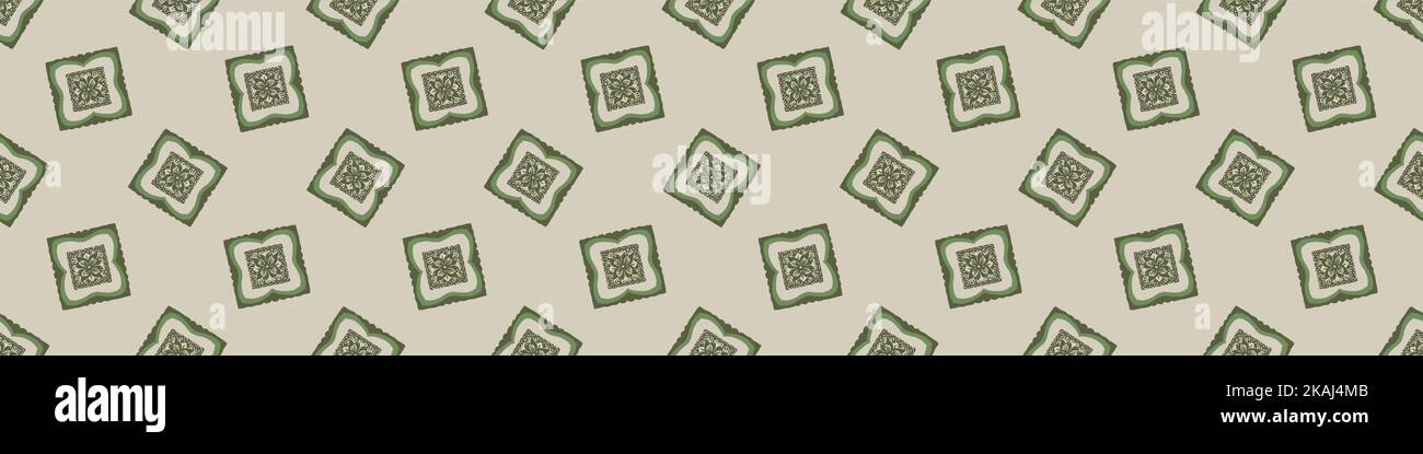 Hand drawn retro block print seamless border. Vector vintage design for ...