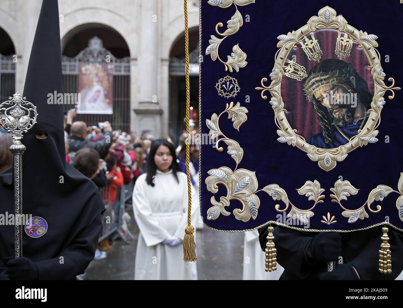 Easter procession in Barcelona, on March 25, 2016. Christian believers ...