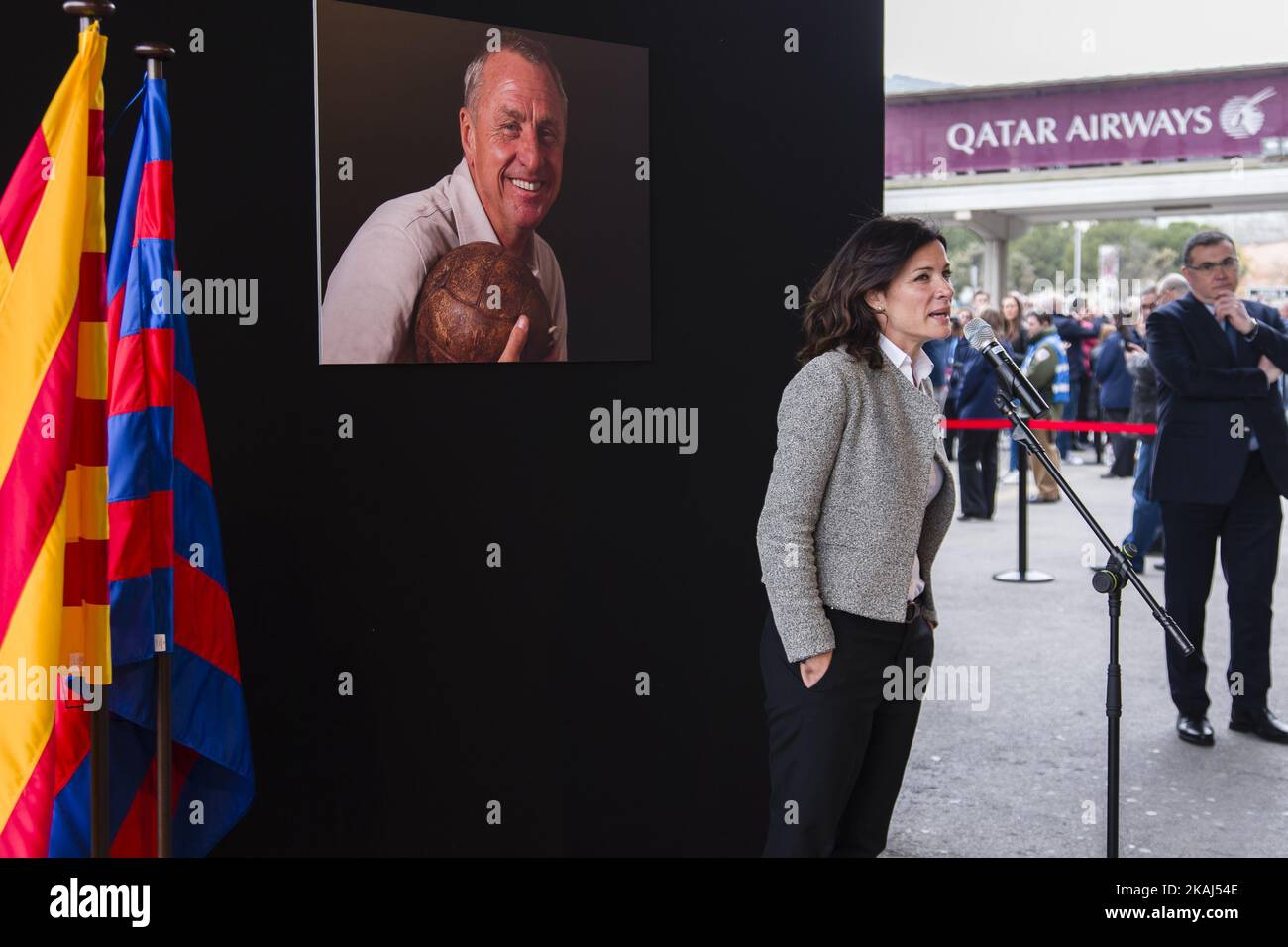 Representant of Johan Cruyff's association during the memorial of Johan Cruyff in Camp Nou ...