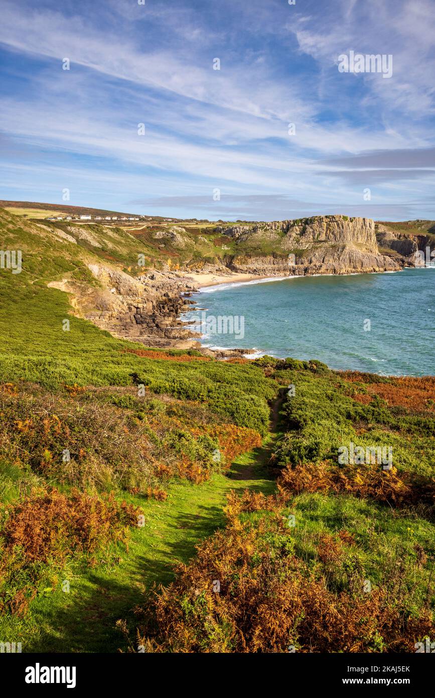 Fall Bay from the Wales Coast Path, Gower Peninsula, Wales Stock Photo ...
