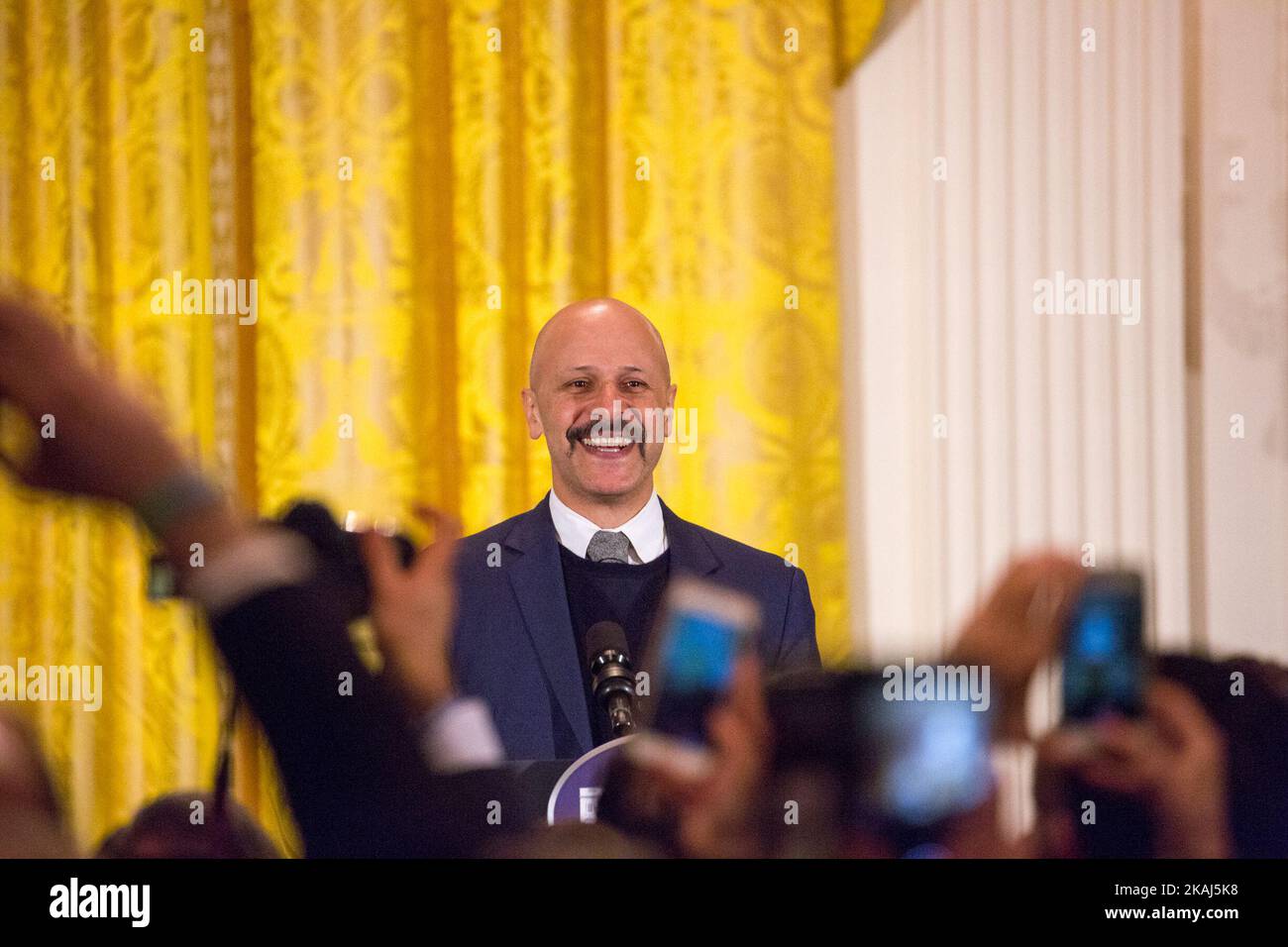 Iranian-American comedian Maz Jobrani delivers remarks and tells jokes ...