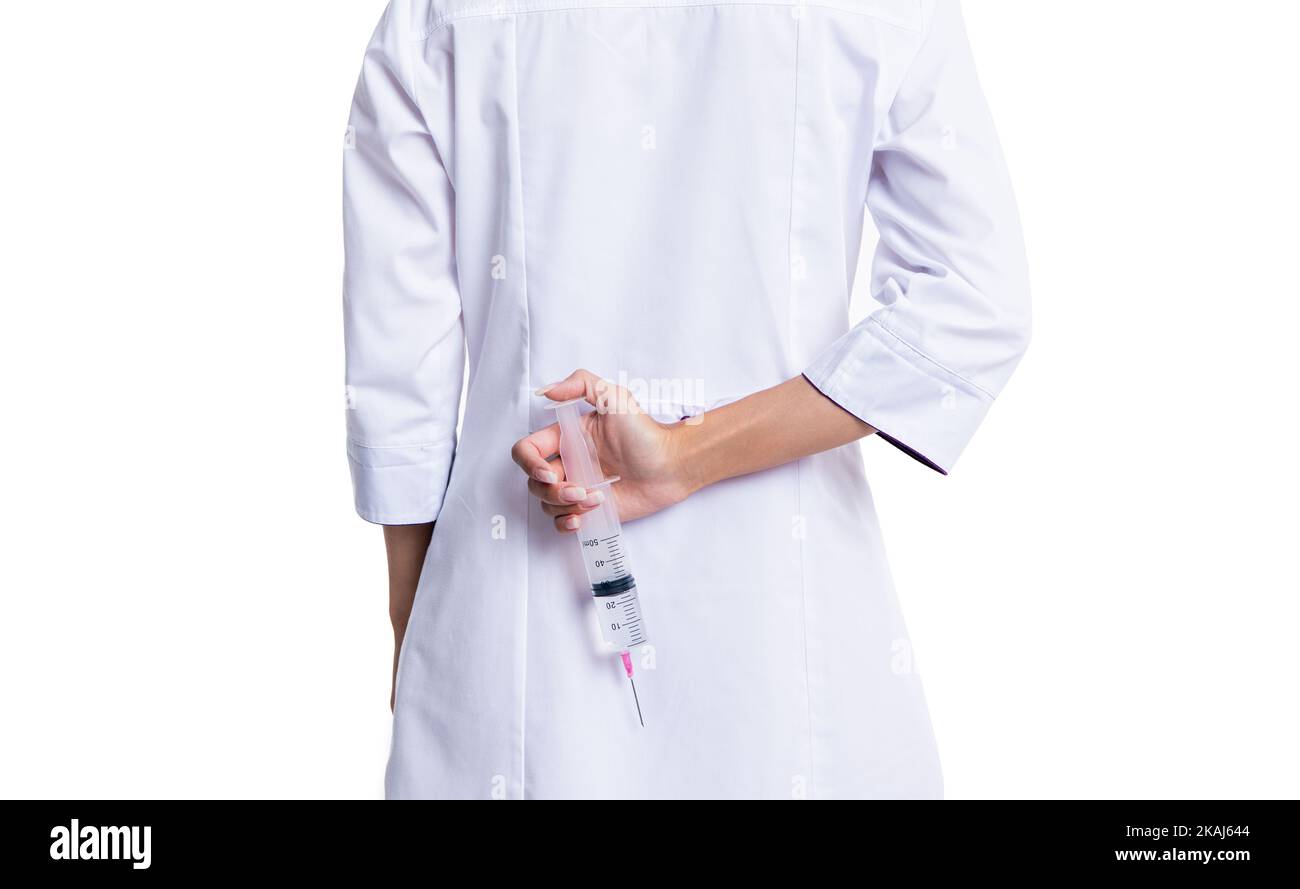 cropped view of medical doctor do injection with syringe isolated on ...