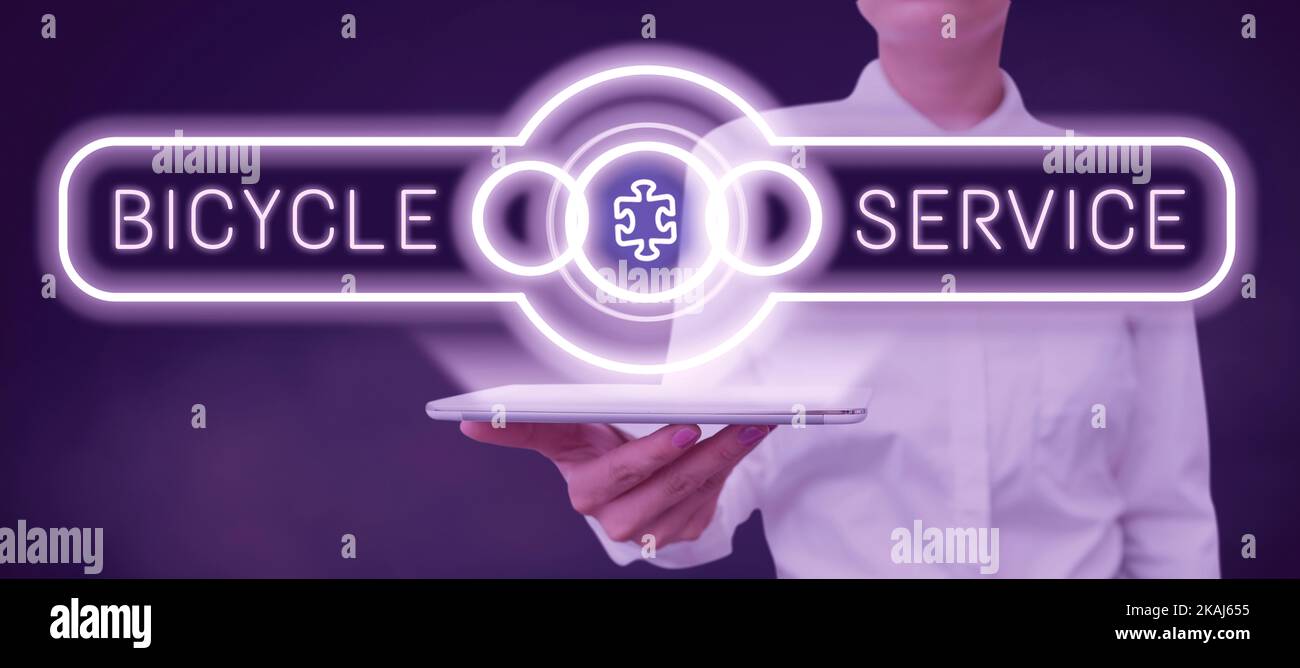 Hand writing sign Bicycle Service. Concept meaning creating a name that ...