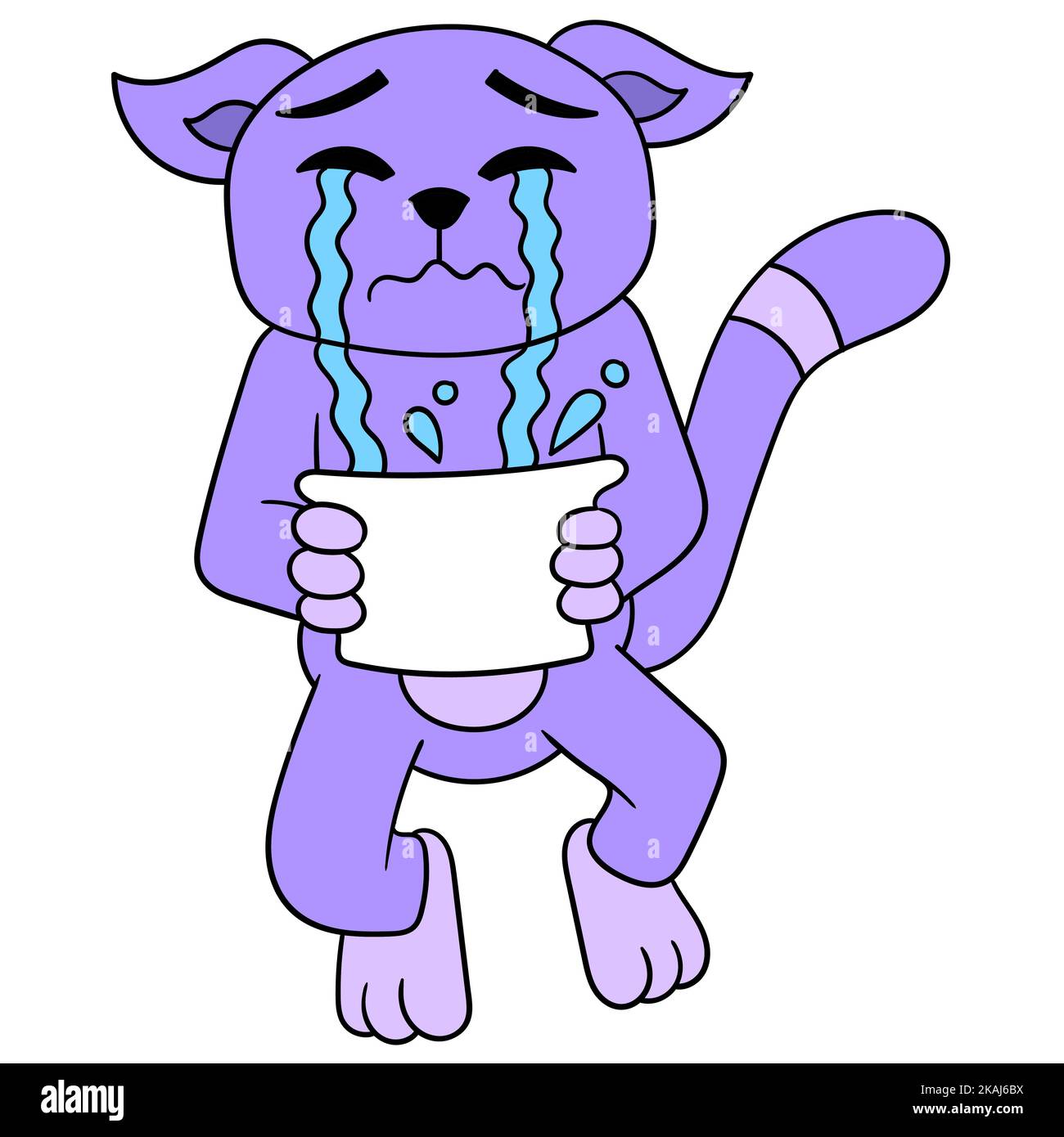 A cartoon vector of crying sad cat isolated in white background Stock ...