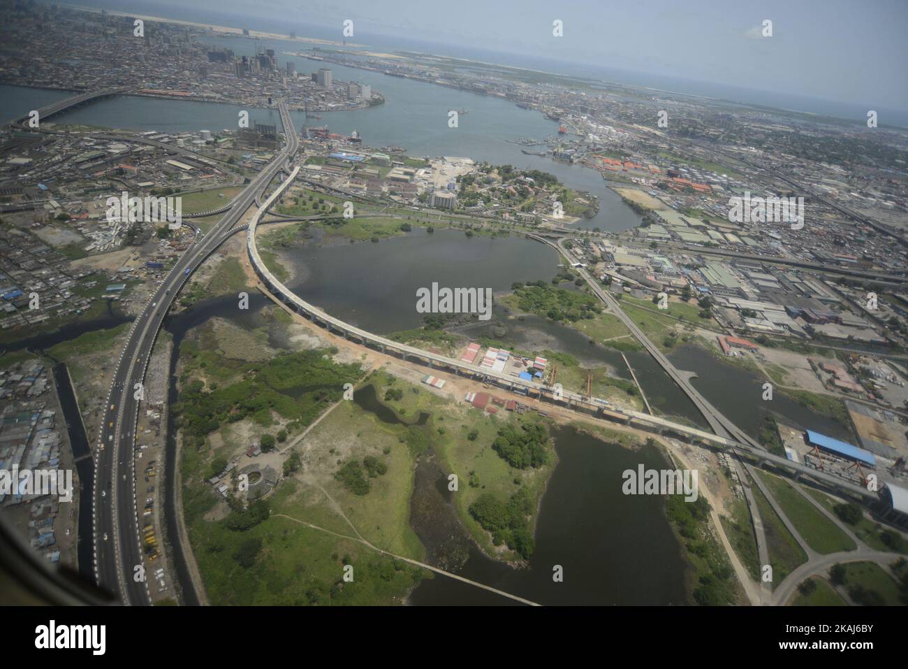 Aerial view of Lagos Island in Lagos, the commercial capital of Nigeria ...