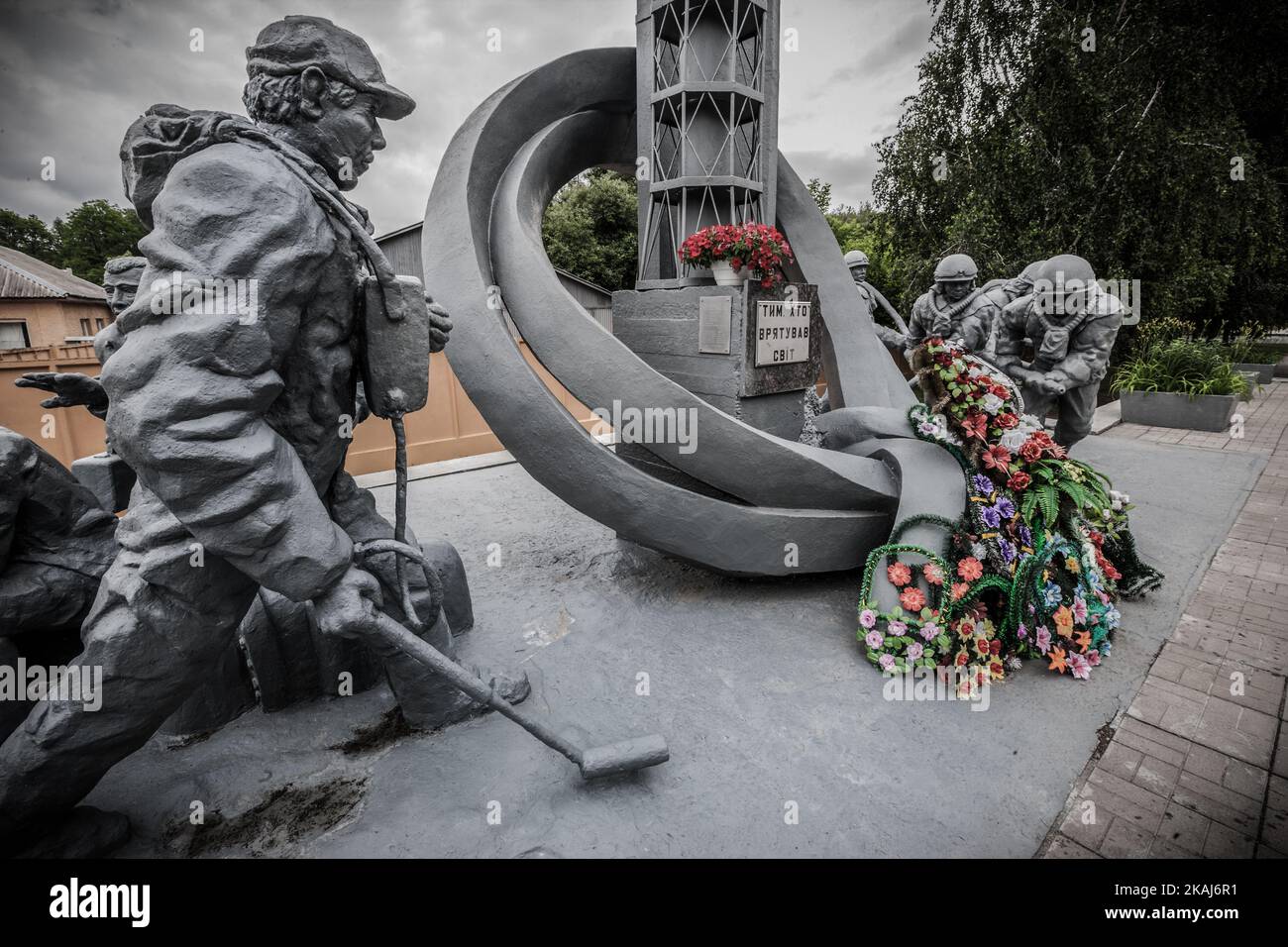 Memorial sculpture in the main entrance to the firemen building in ...