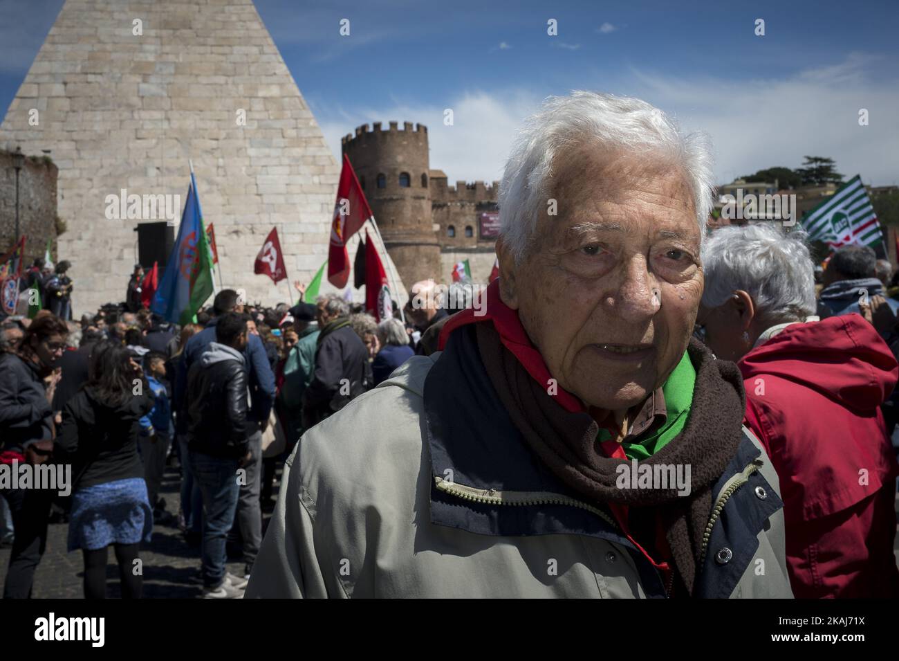 Italian Partisans celebrate the Italy's liberation day in Rome on April ...