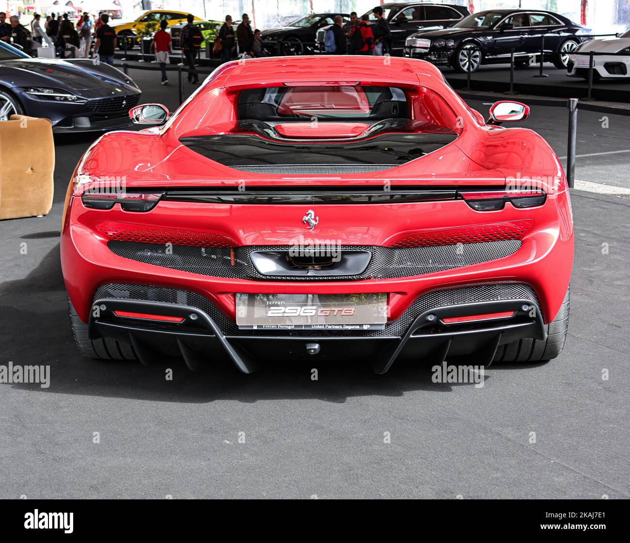 A rear view of a mesmerizing red Ferrari model 296 GTB Stock Photo - Alamy