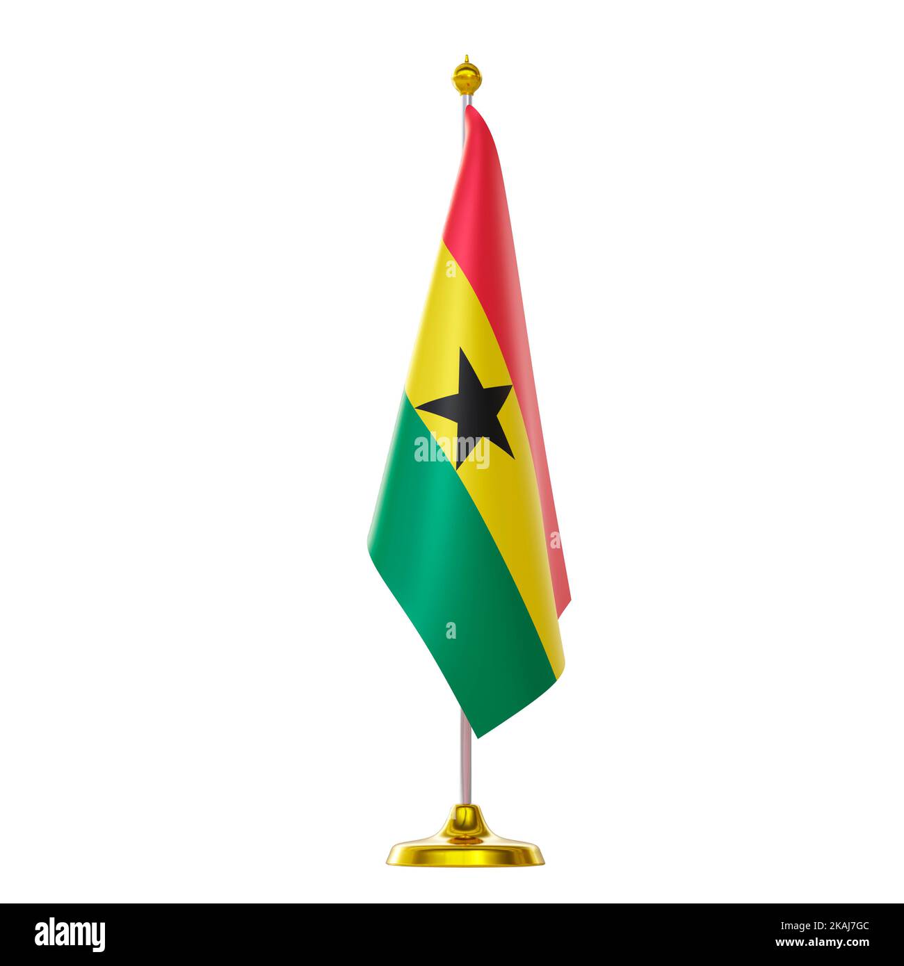 3d render of flag on pole for Ghana countries summit and political ...