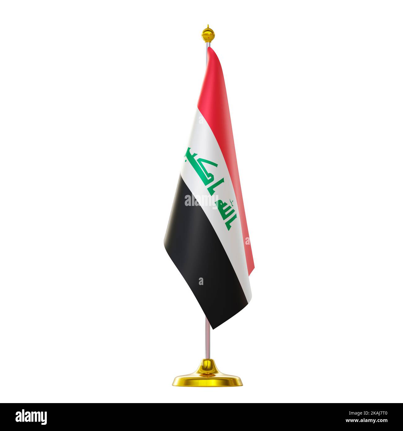 3d render of flag on pole for Iraq countries summit and political ...