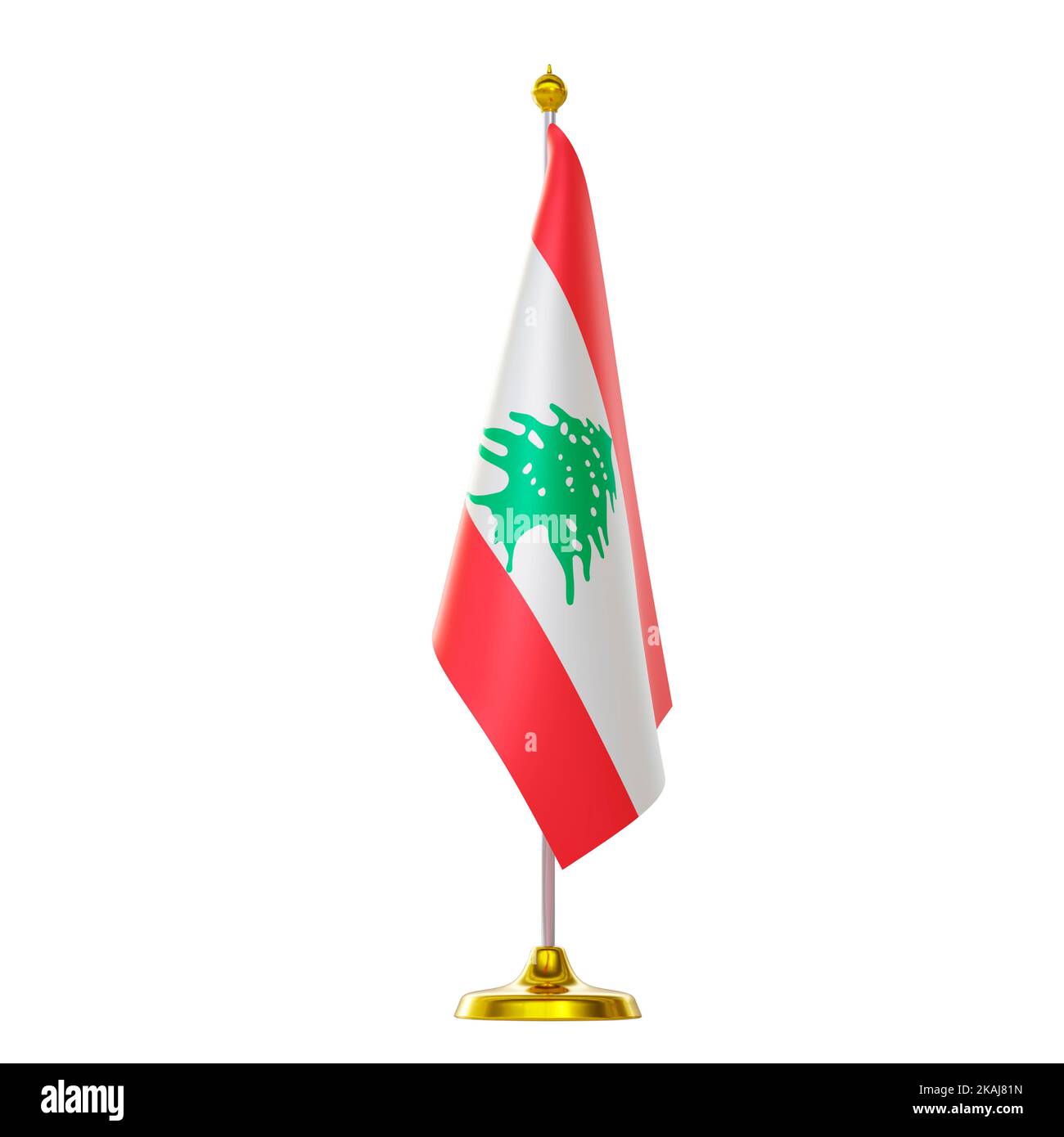 3d render of flag on pole for Lebanon countries summit and political ...