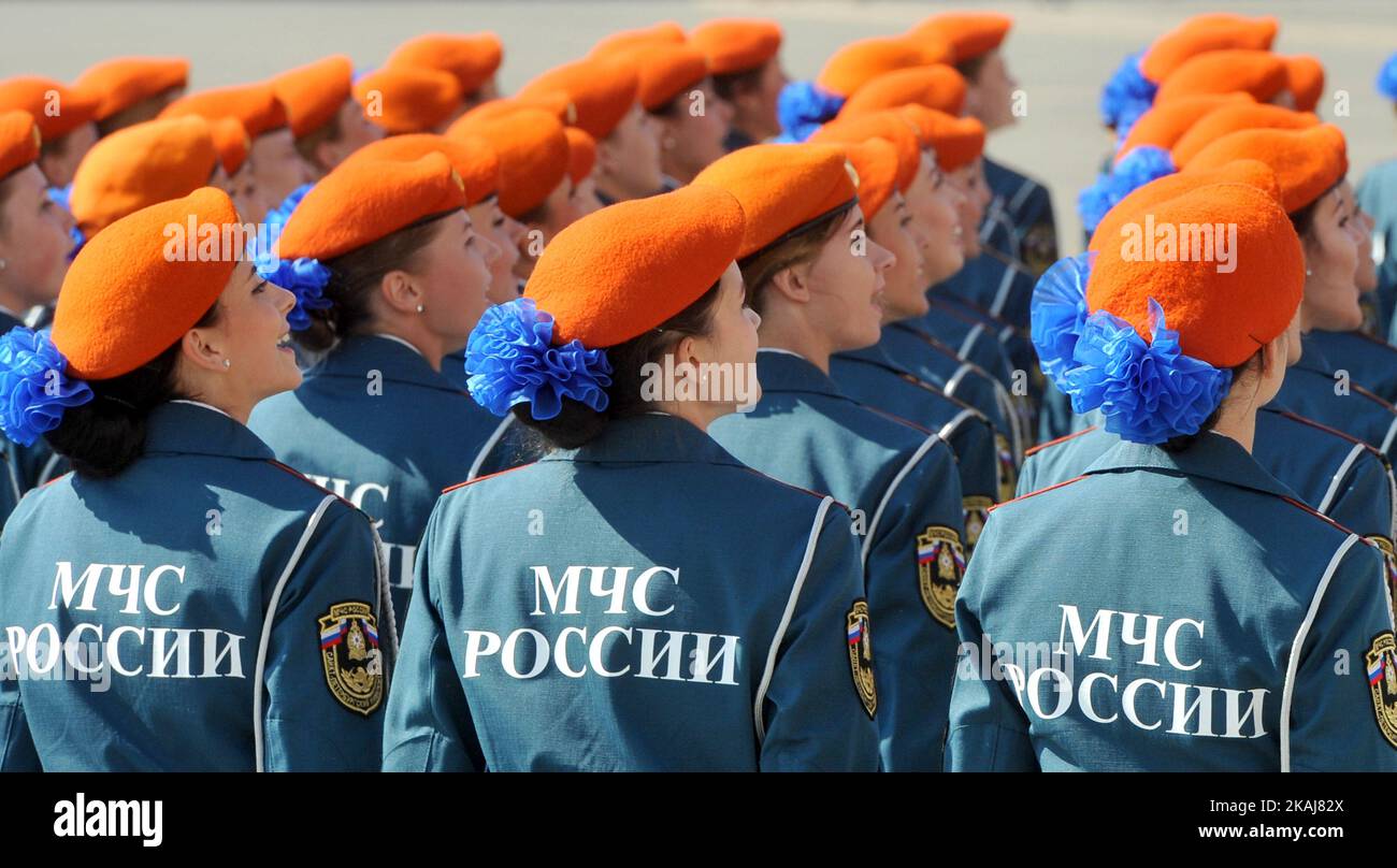 Russian female police officers march during the Victory Day parade on ...