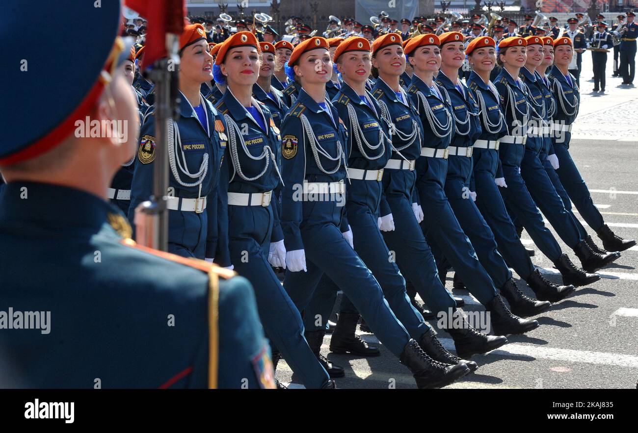 Russian female police officers march during the Victory Day parade on ...