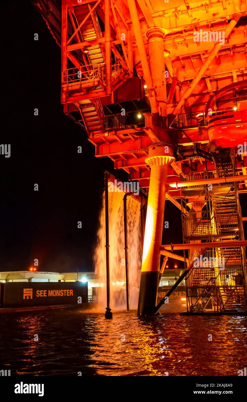 Waterfall detail - See Monster art installation made from a former oil ...