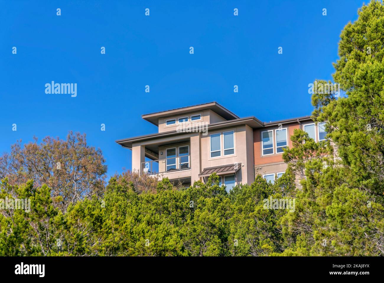 Exterior view of beautiful houses newly constructed by the Lake Austin ...
