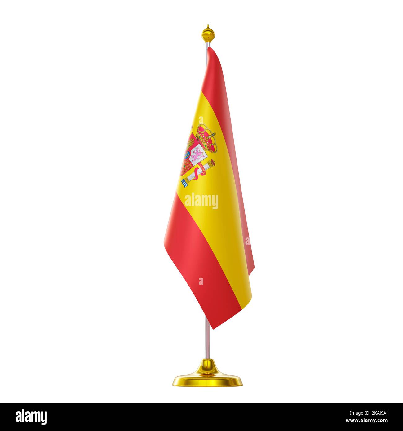 3d render of flag on pole for Spain countries summit and political ...