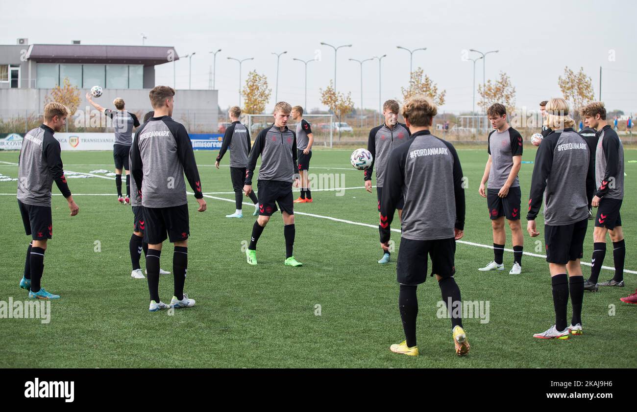 Buftea, Romania, 31st October 2022. The players of Denmark warm up ...