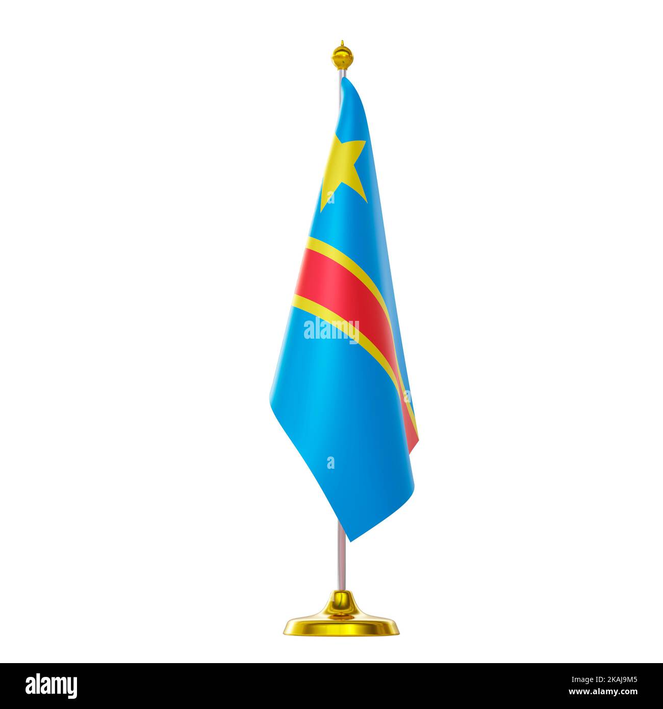 3d render of flag on pole for Democratic Republic of the Congo ...